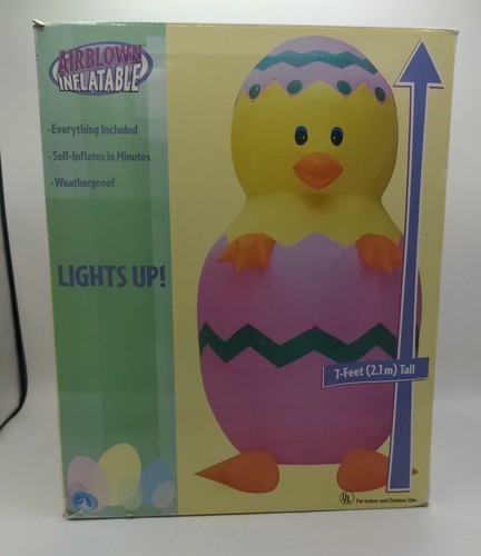 Gemmy 7' Lighted Happy Easter Chick In Egg Airblown Inflatable Blowup ...