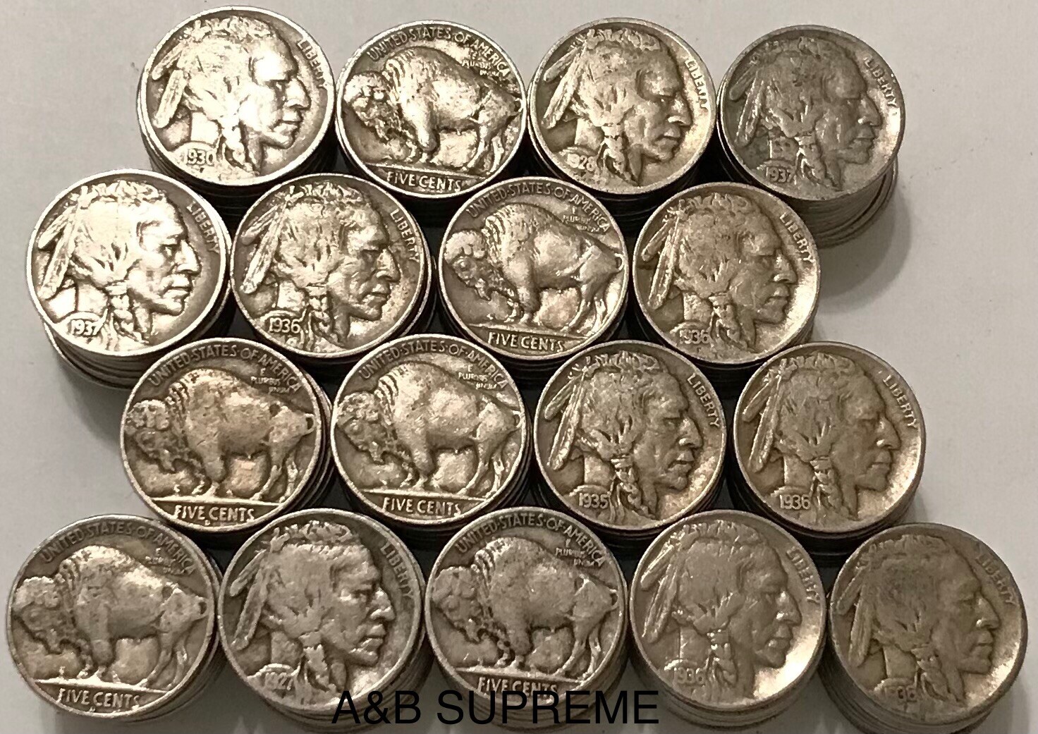 Massive Collection 500 F-VF Fine-Very Fine Buffalo Nickels Old Estate ...