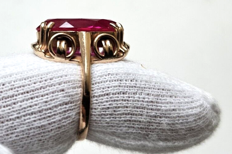 USSR Vintage Original Rose Gold Ring with Ruby 583 14K 1970s | eBay