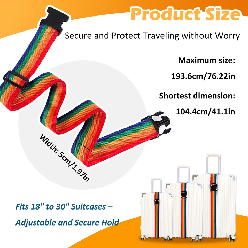 Heavy Duty Adjustable Luggage Straps, Baggage Packing Tape with Quick ...