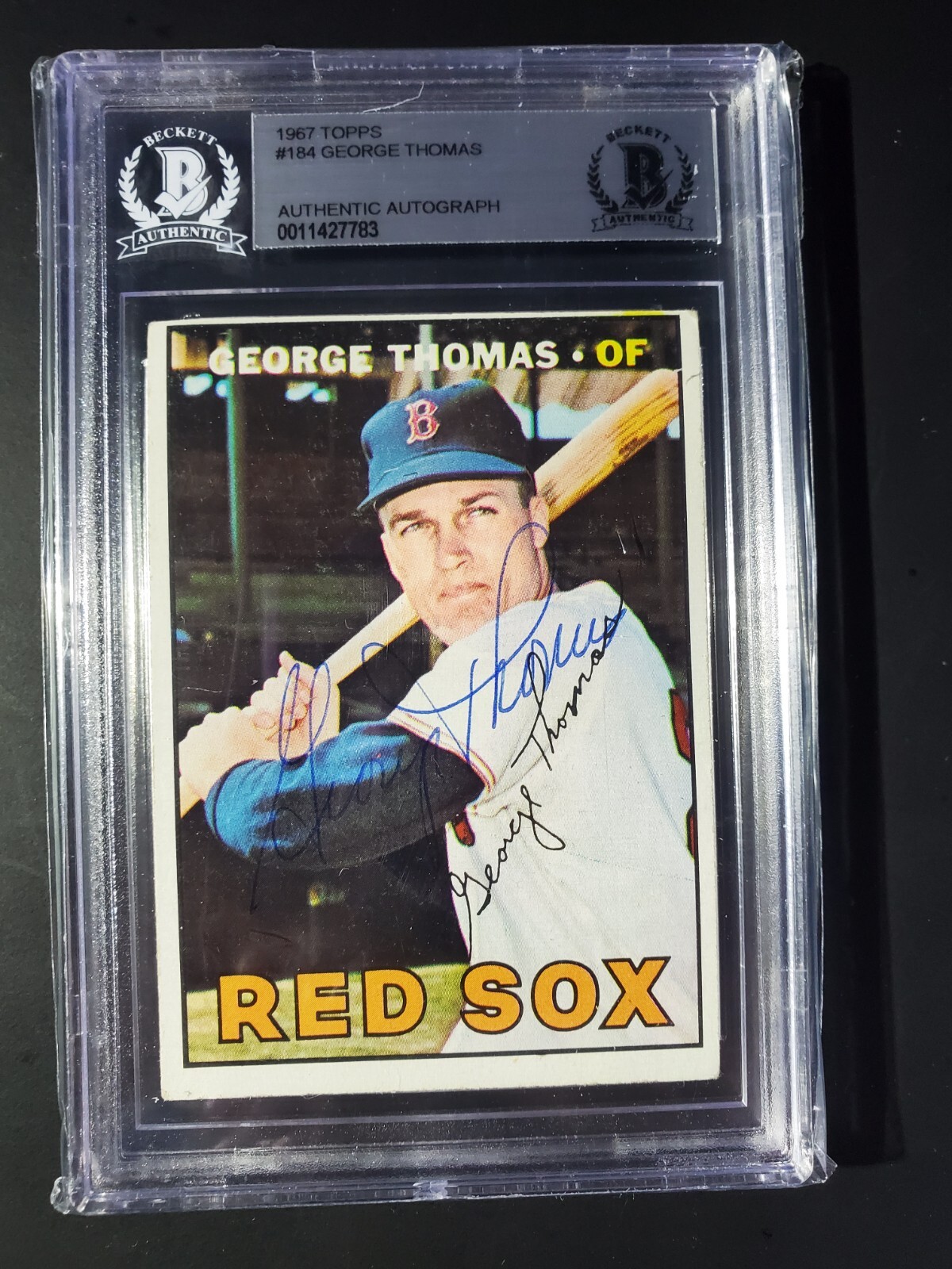 1967 Topps George Thomas #184 Red Sox Signed Autograph Beckett Slabbed ...