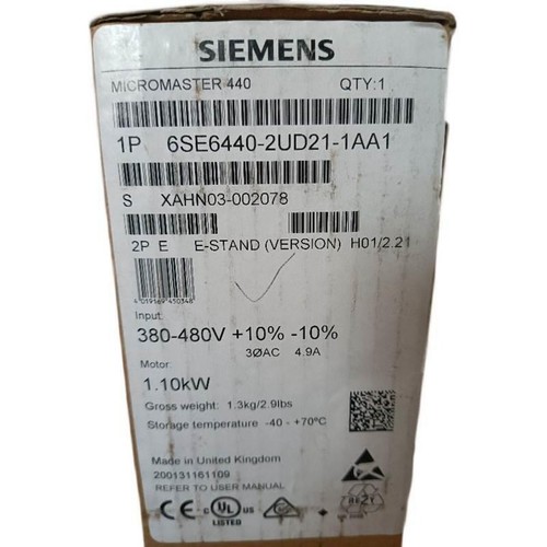 NEW SIEMENS 6SE6440-2UD21-1AA1 AC DRIVE MICROMASTER 440 WITHOUT FILTER ...
