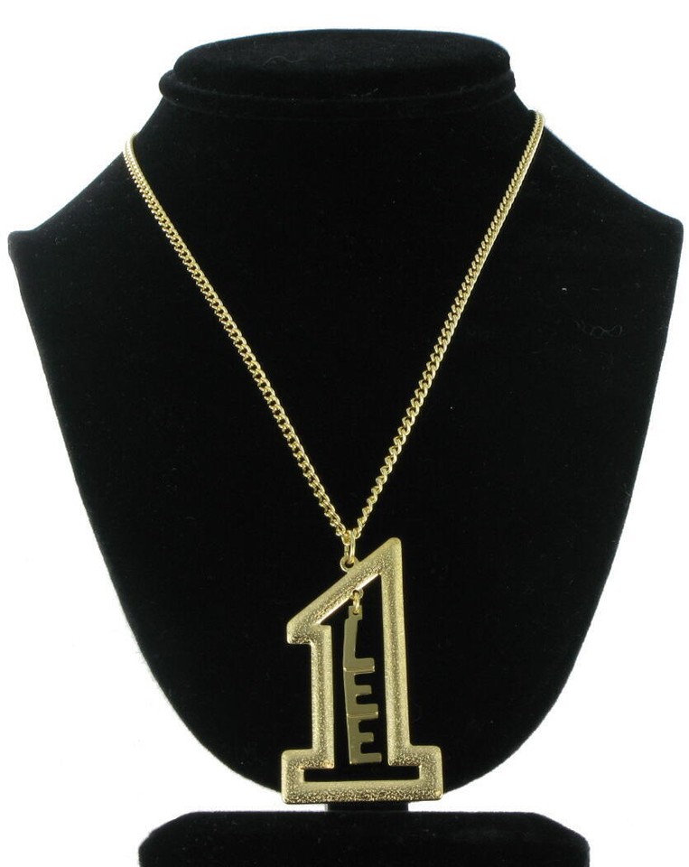 Vintage Gold Tone Number #1 Name Plate Pendant 2 1/2" + Necklace 22 ...