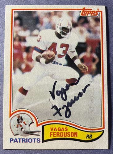 SIGNED VAGAS FERGUSON 1982 TOPPS FOOTBALL CARD AUTOGRAPHED - PATRIOTS ...