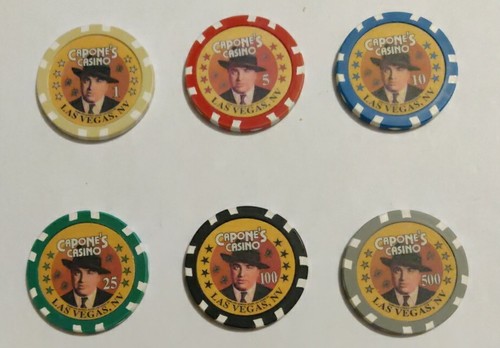 CAPONE'S CASINO Las Vegas NV (Poker Chip Set Of 6) Rare, Limited ...