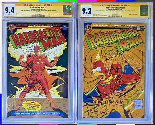 The Simpsons Radioactive Man Comic #1 & #1000 CGC Matt Groening Signed ...