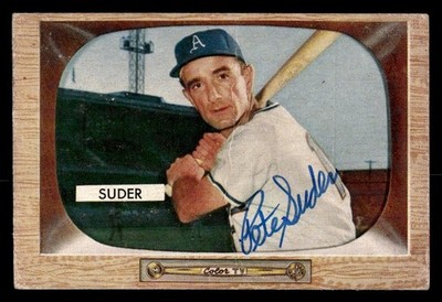1955 Bowman Baseball #6 Peter Suder Signed Autograph (no COA) (crease ...