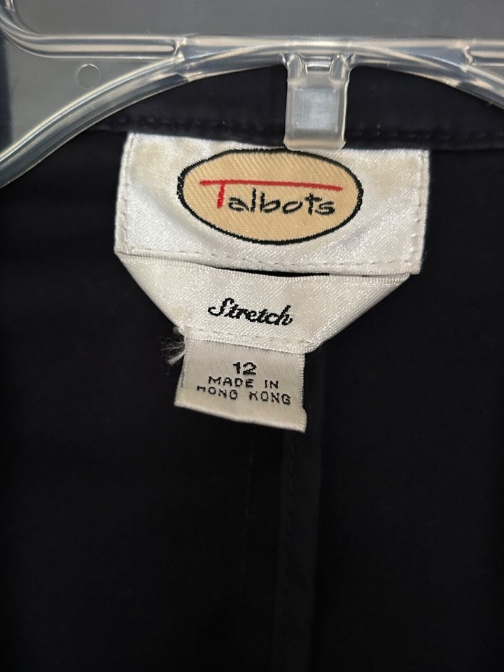 Talbots Stretch Button Up Jacket Size 12 Stretch Navy Blue Pockets | eBay