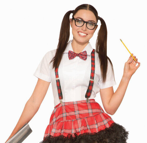 Nerd Bow Tie red plaid funny stage prop costume accessory novelty ...
