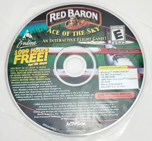Red Baron Ace Of The Sky Interactive Flight Game PC CD-ROM 2004 AOL ...