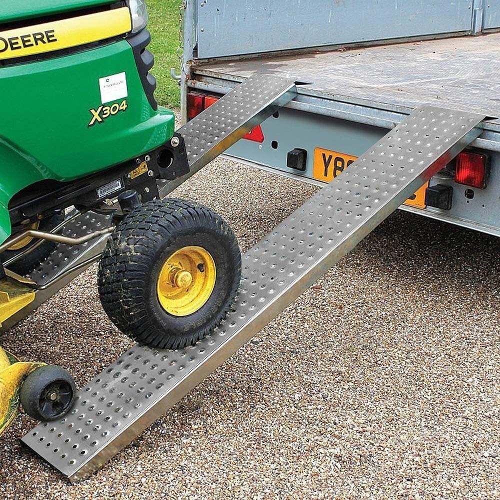 2×Non-Slip Loading Ramps Galvanized Steel HEAVY DUTY For Trailers Vans ...