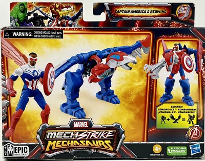 Marvel Mech Strike Mechasaurs 4" Captain America & Redwing Mech Suit ...