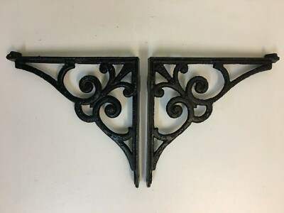Antique Victorian Pair 9½" Cast Iron Toilet Cistern Brackets Wall Shelf ...