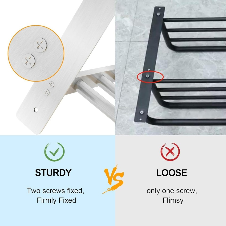 Towel Shelf for Bathroom Wall Mounted, 3-Tier Hotel Style Towel Rack ...