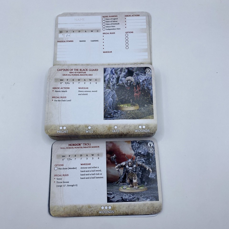 MESBG Mordor Profile Card Pack - Lord Of The Rings - Games Workshop ...