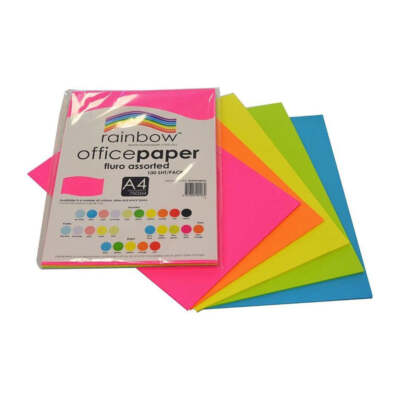 Rainbow A4 Copy Paper 75gsm Premium Coloured Versatile 100 Pieces ...