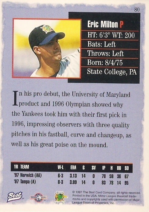 ERIC MILTON 1997 Team Best Authentic RC Minnesota Twins | eBay