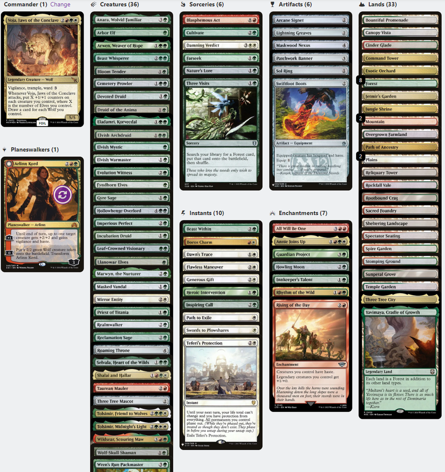 Voja, Jaws of the Conclave ELITE Elves and Wolves Magic MTG Commander ...