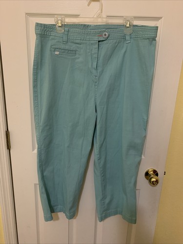 BASIC EDITIONS Hi-Rise Capri Pants Size 20W Plus STRETCH Chinos Aqua ...