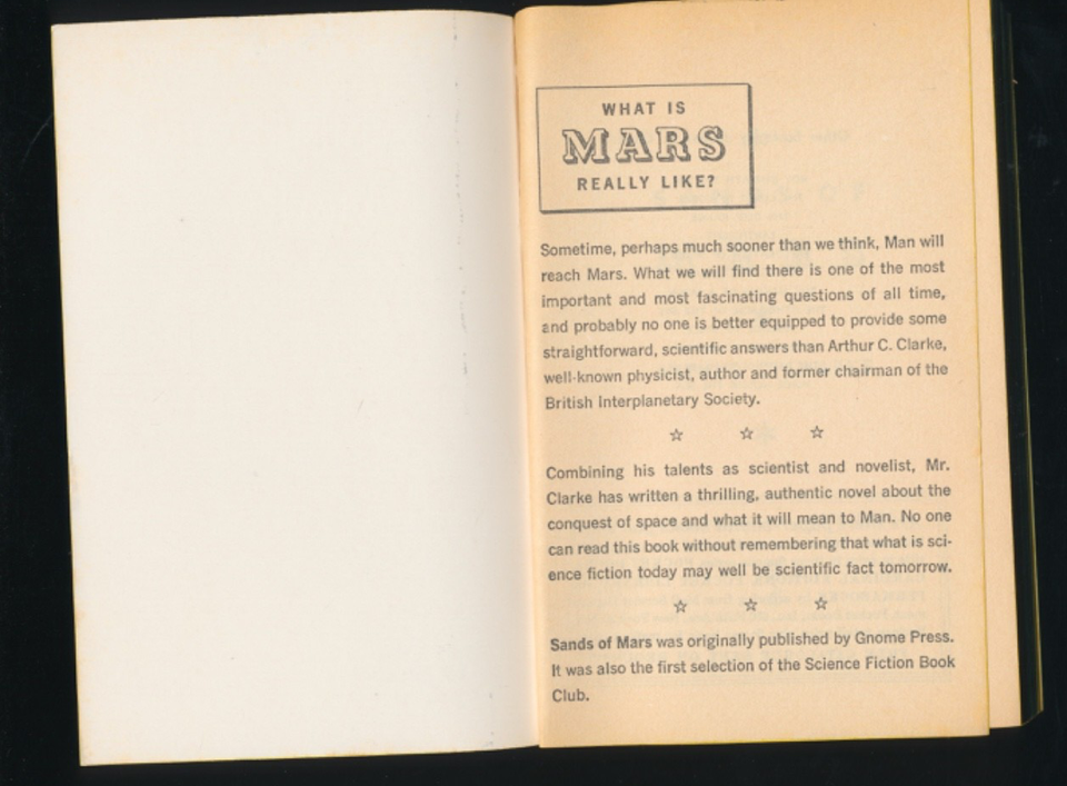 Sands of Mars by Arthur C. Clarke 1959 1st Permabooks Cover by Robert ...