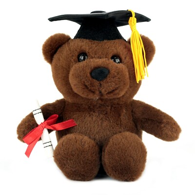 Dan Dee Graduation Plush Animals Back Pack Clip - Dark Brown Teddy Bear ...