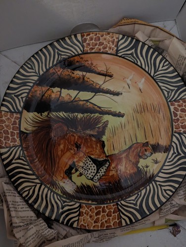 Zimbabwe Lions Dinner Plate African Trees Hand Painted Signed | eBay