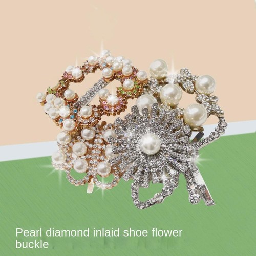 2Pcs Diamond Inlay Shoe Decorations Pearl Pearl Charm Buckle Shoes | eBay