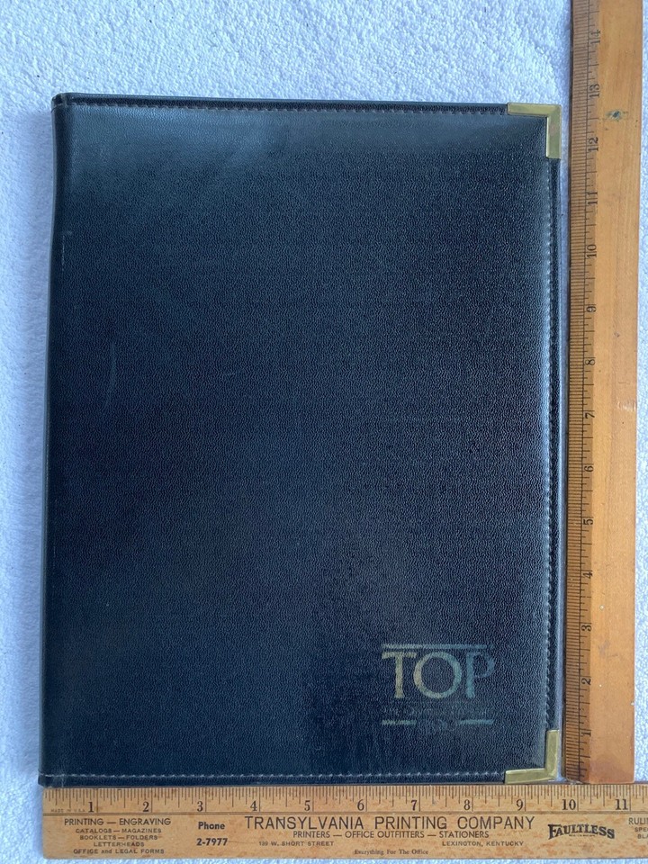Top Portfolio Padfolio Notebook Cover Black Faux Leather 10 X 13” Brass ...