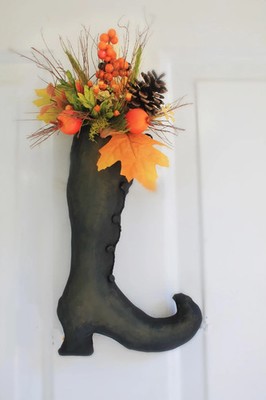 Halloween Folk Art Primitive Witch Shoe Boot Ornament Witch Boot Decor ...