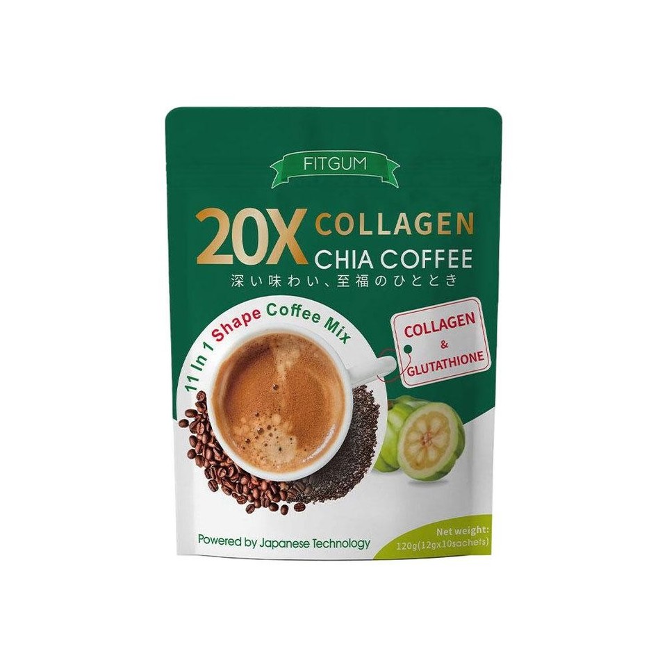 FITGUM 20X Collagen Chia Coffee 11 in 1 Shape Coffee Mix- Collagen ...