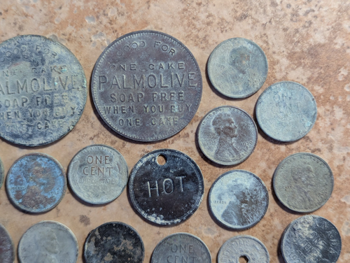 Dug Relics Old Coins & Trade Token Lot 1912S Wheat Cent Tax Tokens ...