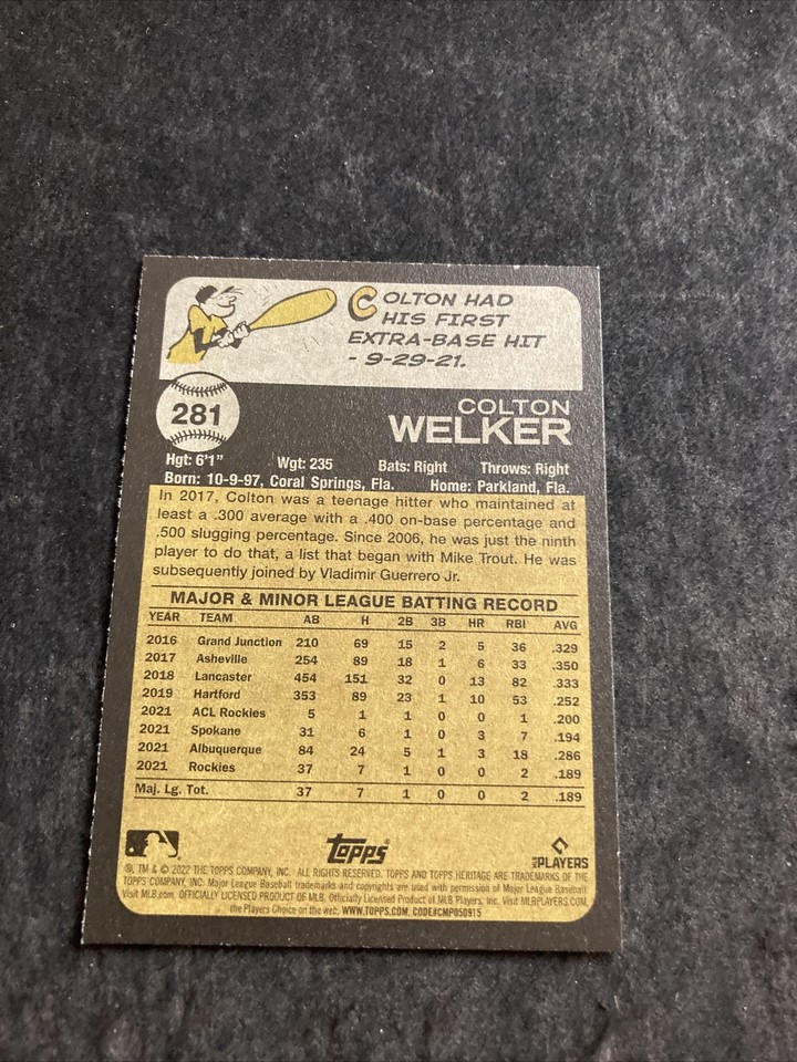 2022 Topps Heritage Colton Welker Rookie Card | eBay