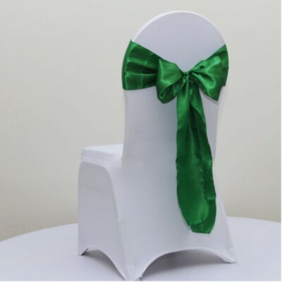 green satin chair sash chair tie bow chair ribbons wedding birthday ...