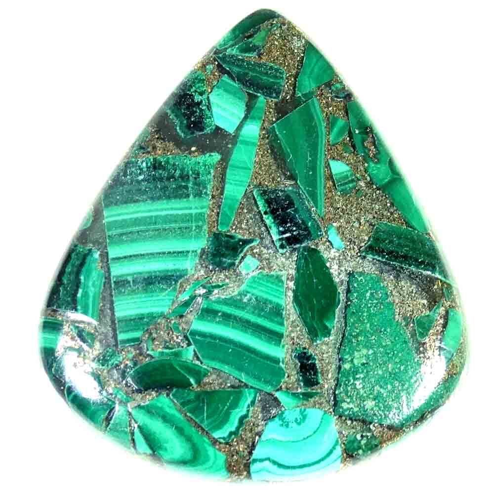 37.80Cts. 28X31X5mm Natural Royal Designer Copper Malachite Pear Cab ...