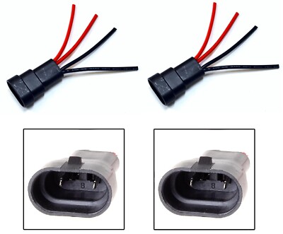 Wire Pigtail 2L Male H10 9145 Two Harness Fog Light Bulb Plug Socket ...