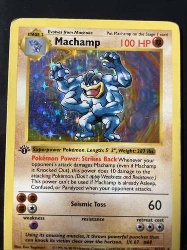 Pokémon TCG Machamp Base Set 8/102 Holo 1st Edition Holo Rare ...