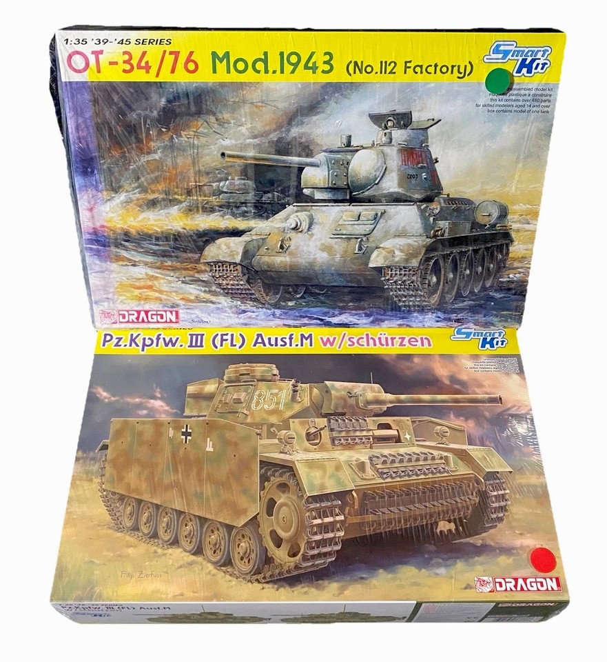 1/35 DRAGON Pz.Kpfw. III (FL) 6776 + T-34/76 Mod. 1943 WW2 Model Kits ...