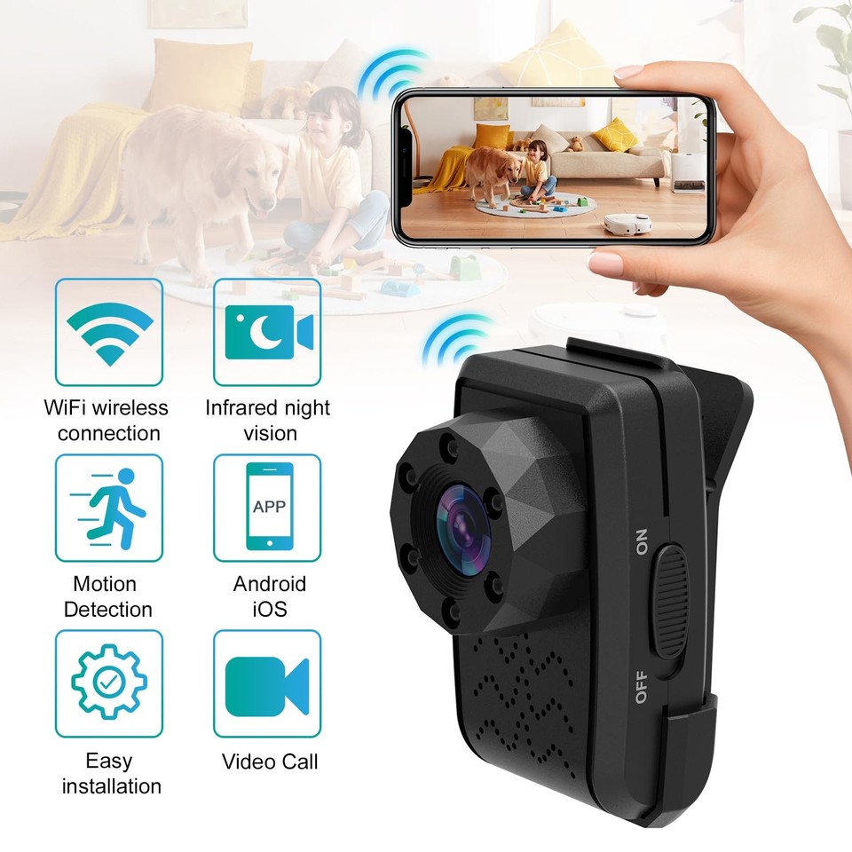 Mini Camera Wireless with 1080P Small Surveillance Cameras Back Clip ...