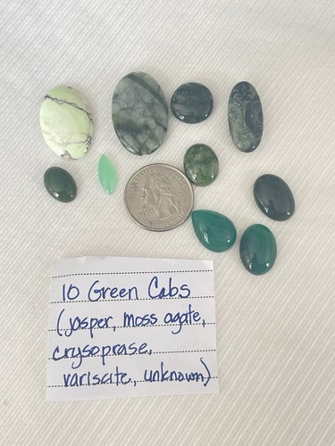 Green Cabochon Lot Of 10. Gemstone Jasper Moss Agate Variscite ...