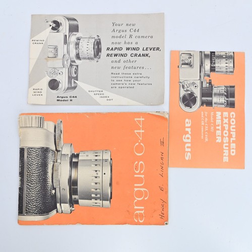 Argus C44-R 50mm f2.8 Cintagon 100mm f3.5 + Hood CM2 Exposure Meter ...