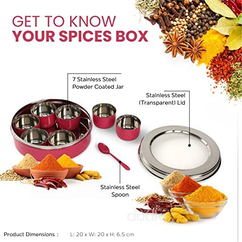 Dudki Stainless Steel Masala Box Spice Box Masala Dabba Kitchen ...