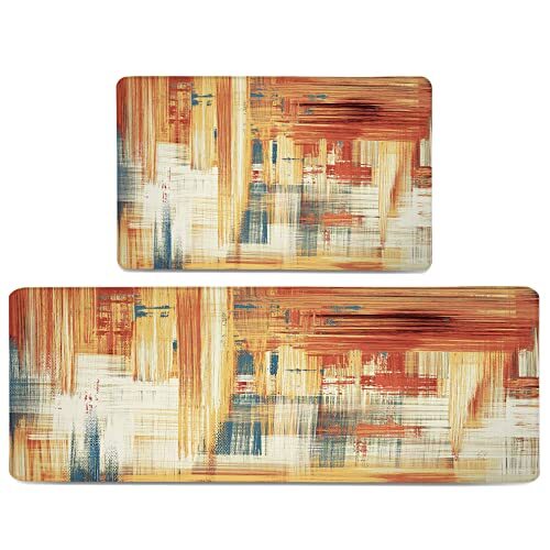 Orange Abstract Anti Fatigue Mats for Kitchen Floor Burnt Orange ...