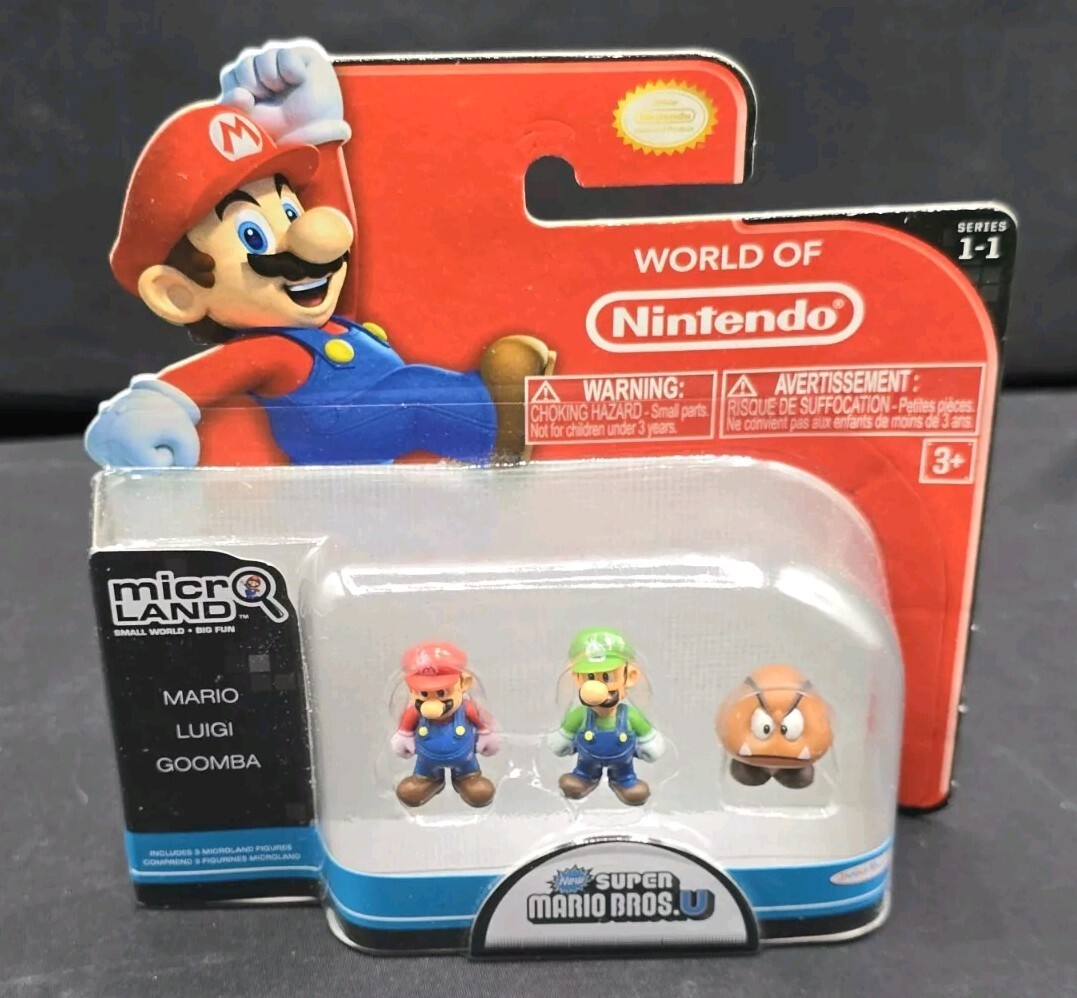 2014 World of Nintendo Micro Land Series 1-1 Mario Luigi Goomba JAKKS ...