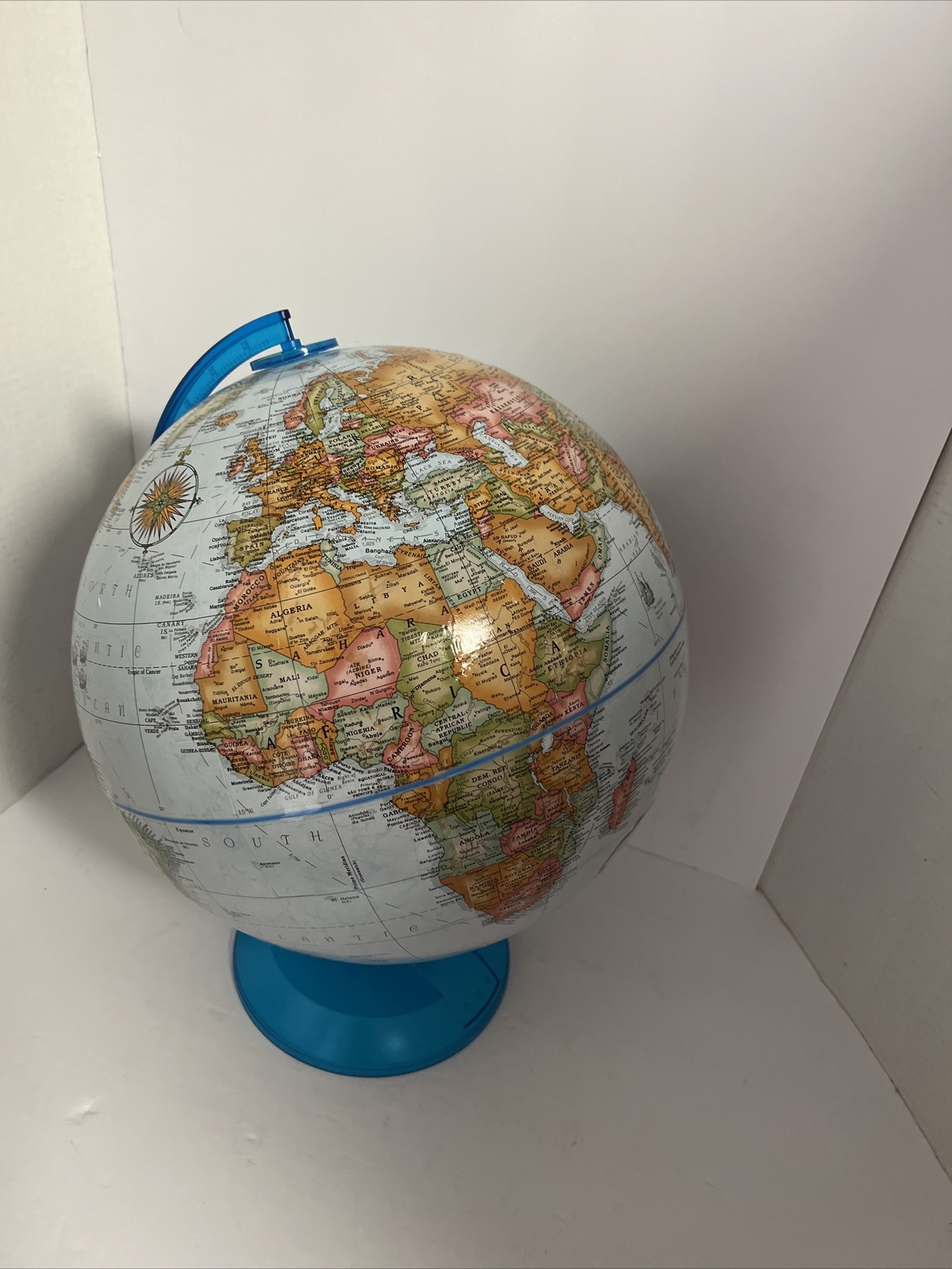 GLOBEMASTER 12 Inch Diameter Textured Globe Blue Stand Replogle Made in ...
