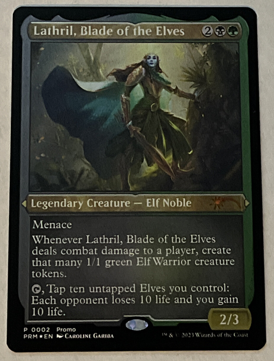 Lathril, Blade of the Elves NM Mythic Etched Foil Wal Mart Media Promo ...
