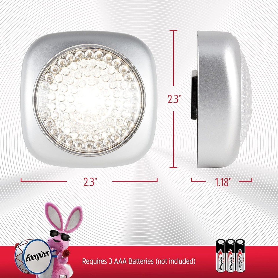 LED Tap Light, Battery Operated Stick-On Lights, Silver, Wireless ...