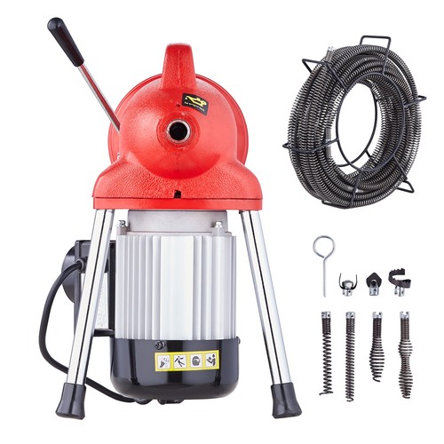 Drain Cleaner Machine 66FT x 5/8In 250W Sectional Snake Auger Manual ...