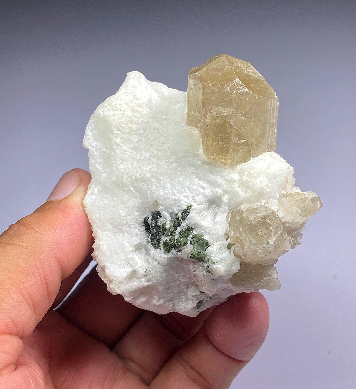 146 g Exquisite Fluorescent Scapolite on whitle marble matrix ...