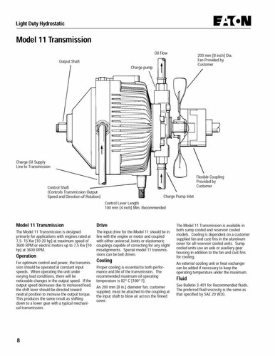 Hydrostatic Transmission Operator Instruction Maint Manual Fits Eaton ...