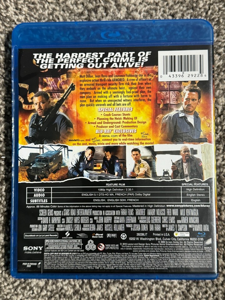 Armored Blu Ray + DVD + Digital Matt Dillon Skeet Ulrich LIKE NEW! | eBay